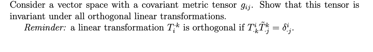 Solved Consider a vector space with a covariant metric | Chegg.com