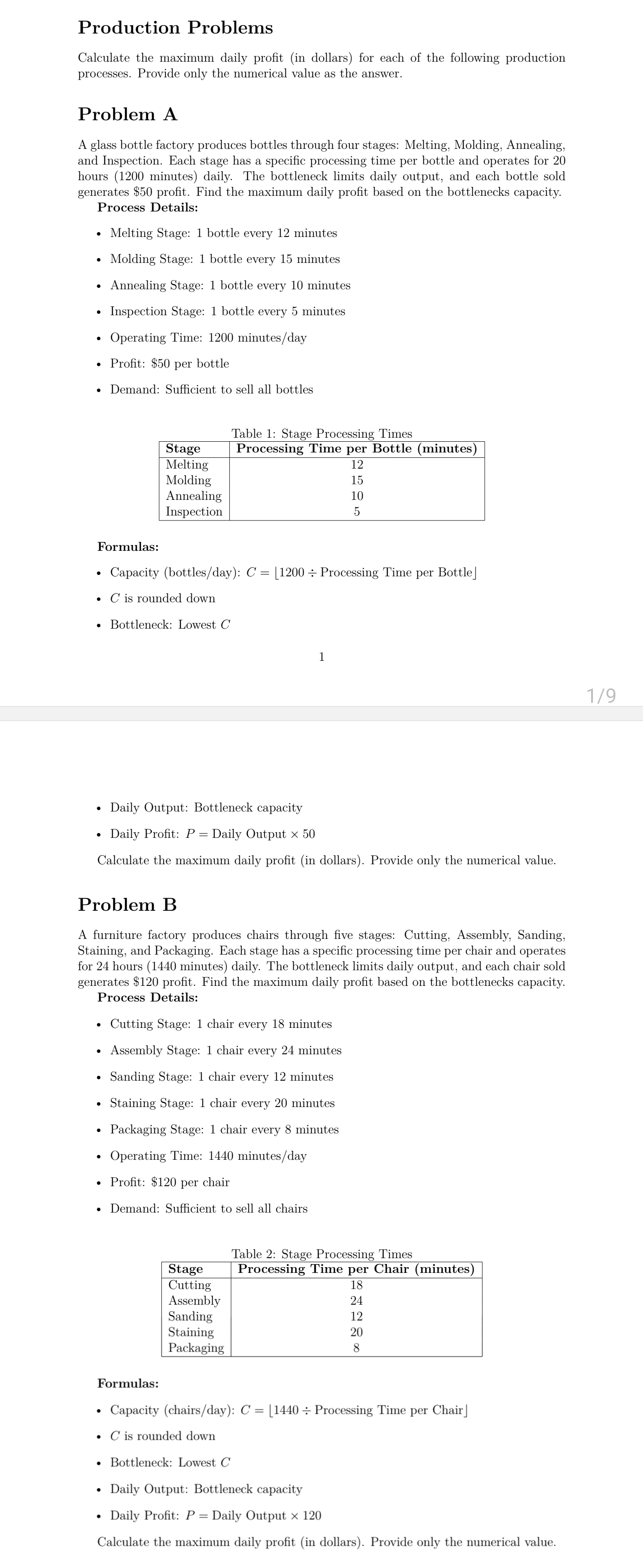 Solved Optimizing Industrial Profits Through Bottleneck | Chegg.com