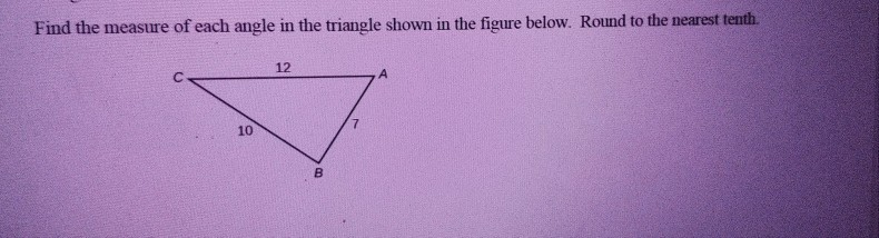 Solved Find the measure of each angle in the triangle shown | Chegg.com