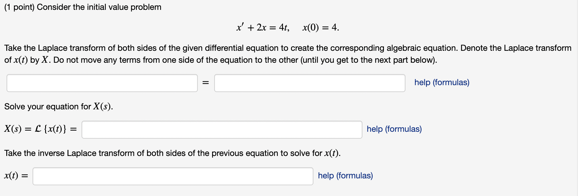 Solved (1 point) Consider the initial value problem | Chegg.com