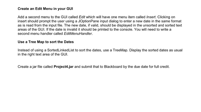 Create an Edit Menu in your GUI Add a second menu to | Chegg.com