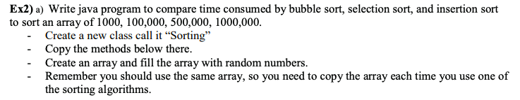 Solved Ex2) a) Write java program to compare time consumed | Chegg.com