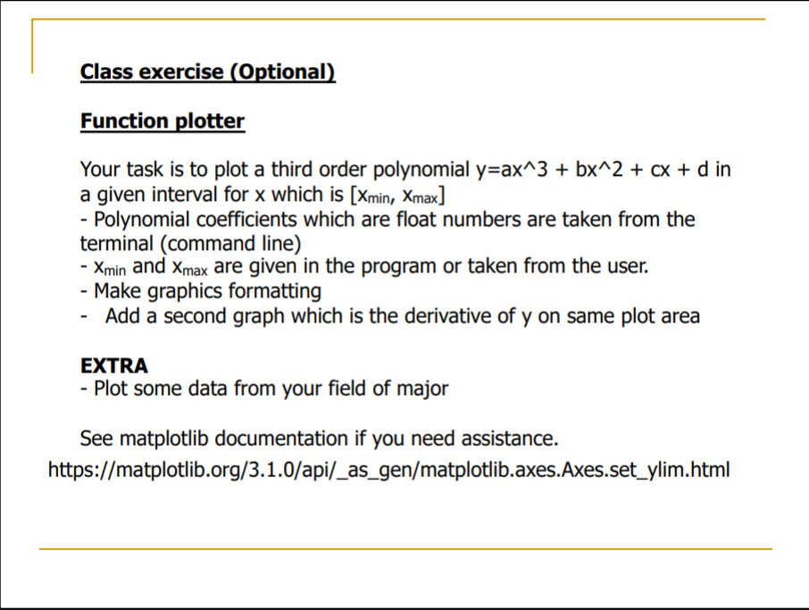 Class exercise (Optional) Function plotter Your task | Chegg.com