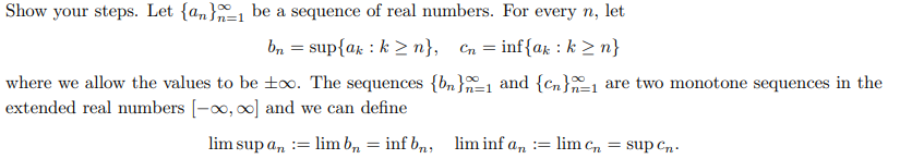 Solved 1. Find lim sup X, and lim infx, if xn is given by | Chegg.com