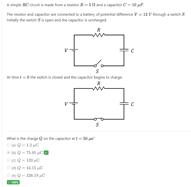 Solved A simple RC ﻿circuit is made from a resistor R=5Ω | Chegg.com