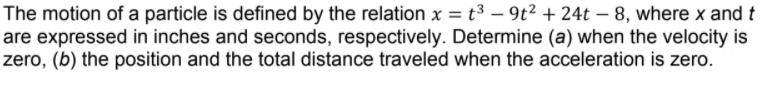 Solved The motion of a particle is defined by the relation x | Chegg.com