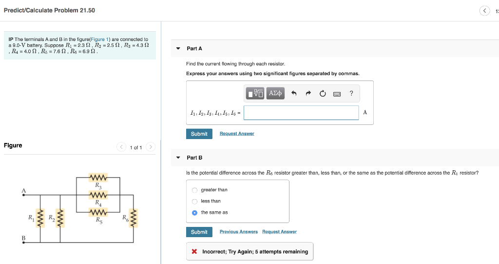 Solved Predict/Calculate Problem 21.50 IP The terminals A | Chegg.com