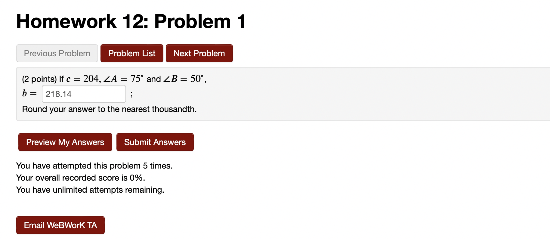 Solved Homework 12: Problem 1 Previous Problem Problem List | Chegg.com