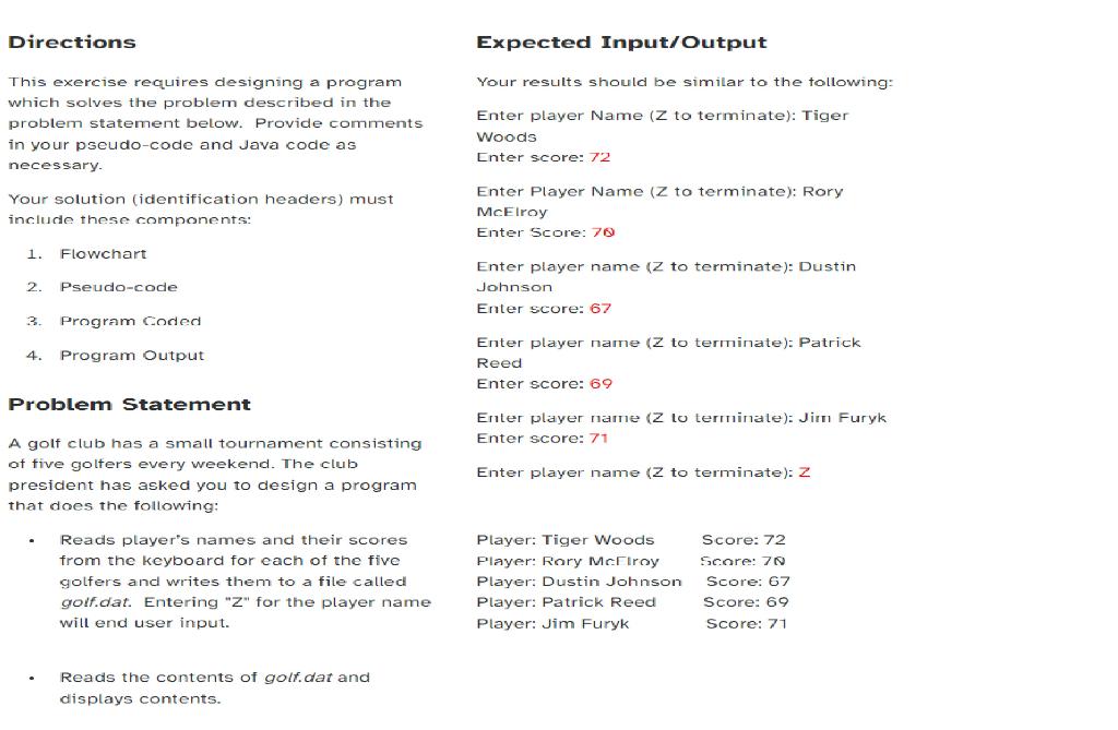 Solved Directions Expected Input/Output Your results should | Chegg.com