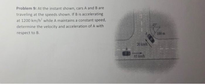 Solved Problem 9: At the instant shown, cars A and B are | Chegg.com