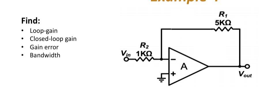 Solved R1 5ΚΩ Find: Loop-gain • Closed-loop gain Gain error | Chegg.com