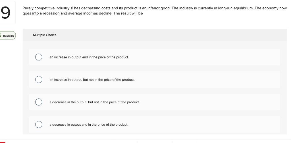 Solved 9 Purely competitive industry X has decreasing costs | Chegg.com