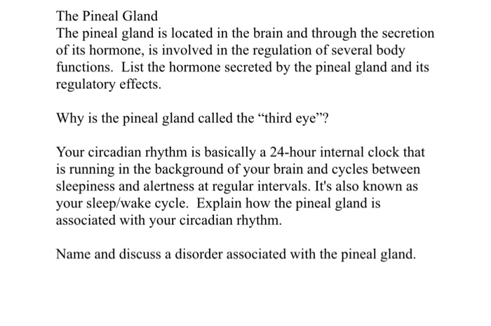 Solved The Pineal Gland The pineal gland is located in the | Chegg.com