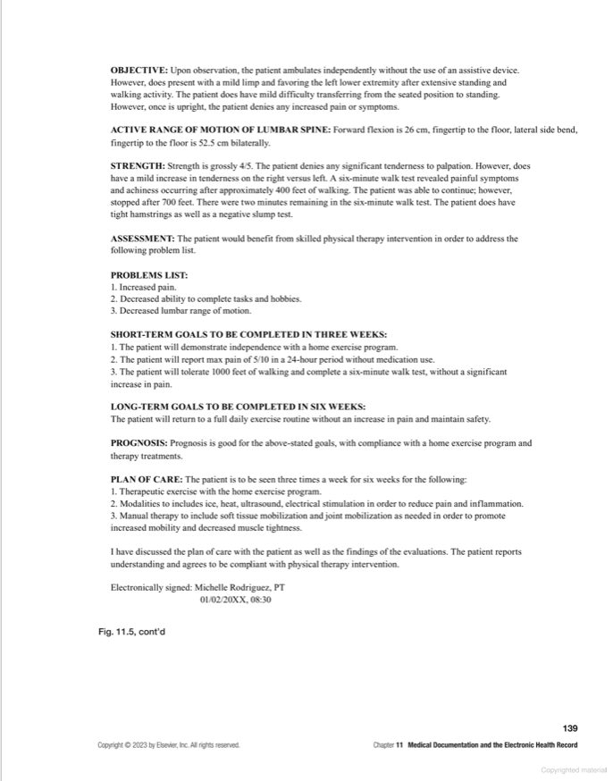 Solved ASSIGNMENT 11.8 REVIEW PHYSICAL THERAPY RECORD Using | Chegg.com