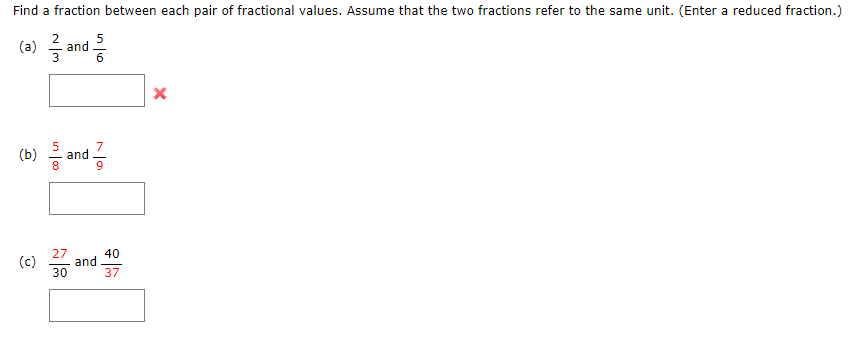 Solved Find a fraction between each pair of fractional | Chegg.com