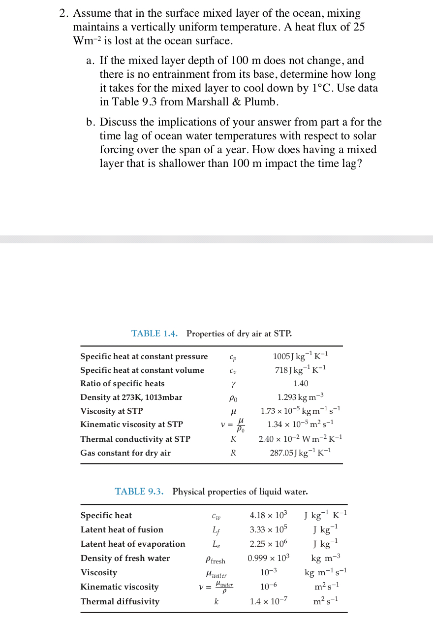2. Assume that in the surface mixed layer of the | Chegg.com