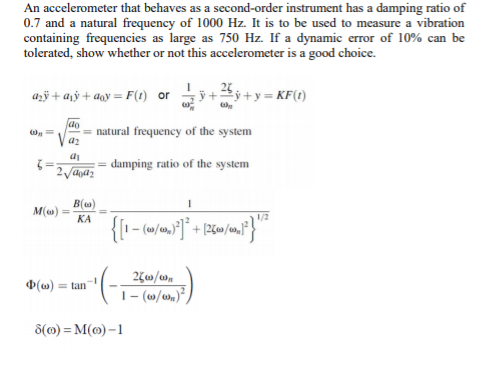 Solved An accelerometer that behaves as a second-order | Chegg.com