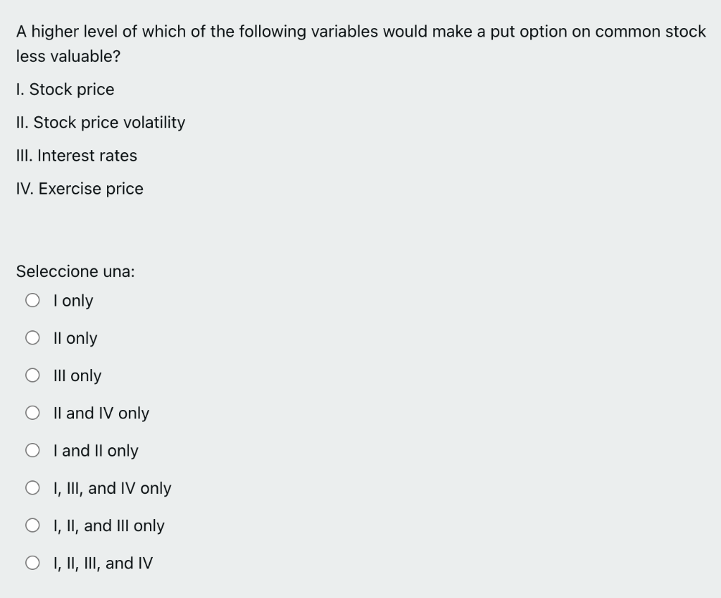 Solved A higher level of which of the following variables | Chegg.com