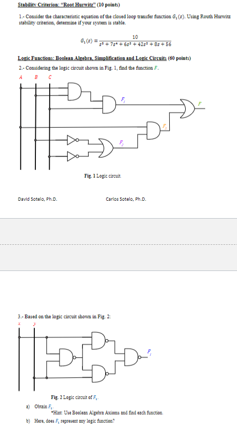 Solved Stability Criterion: "Root Hurwitz" (10 points) 1.- | Chegg.com