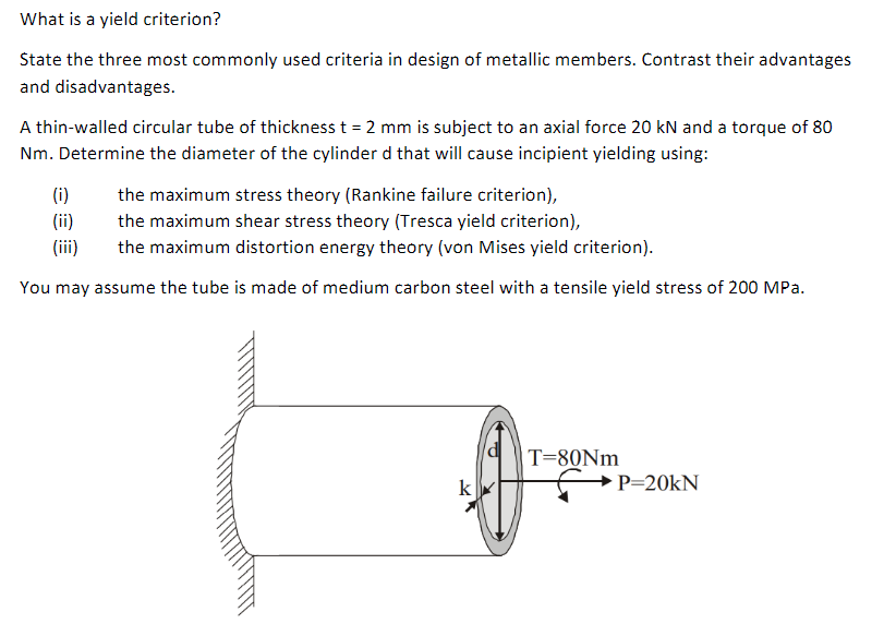 Solved What is a yield criterion? State the three most | Chegg.com