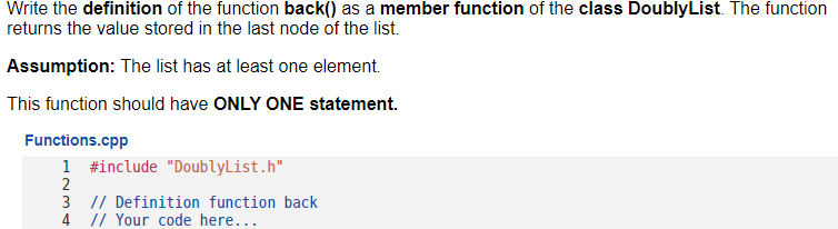 Solved Write the definition of the function back() as a | Chegg.com