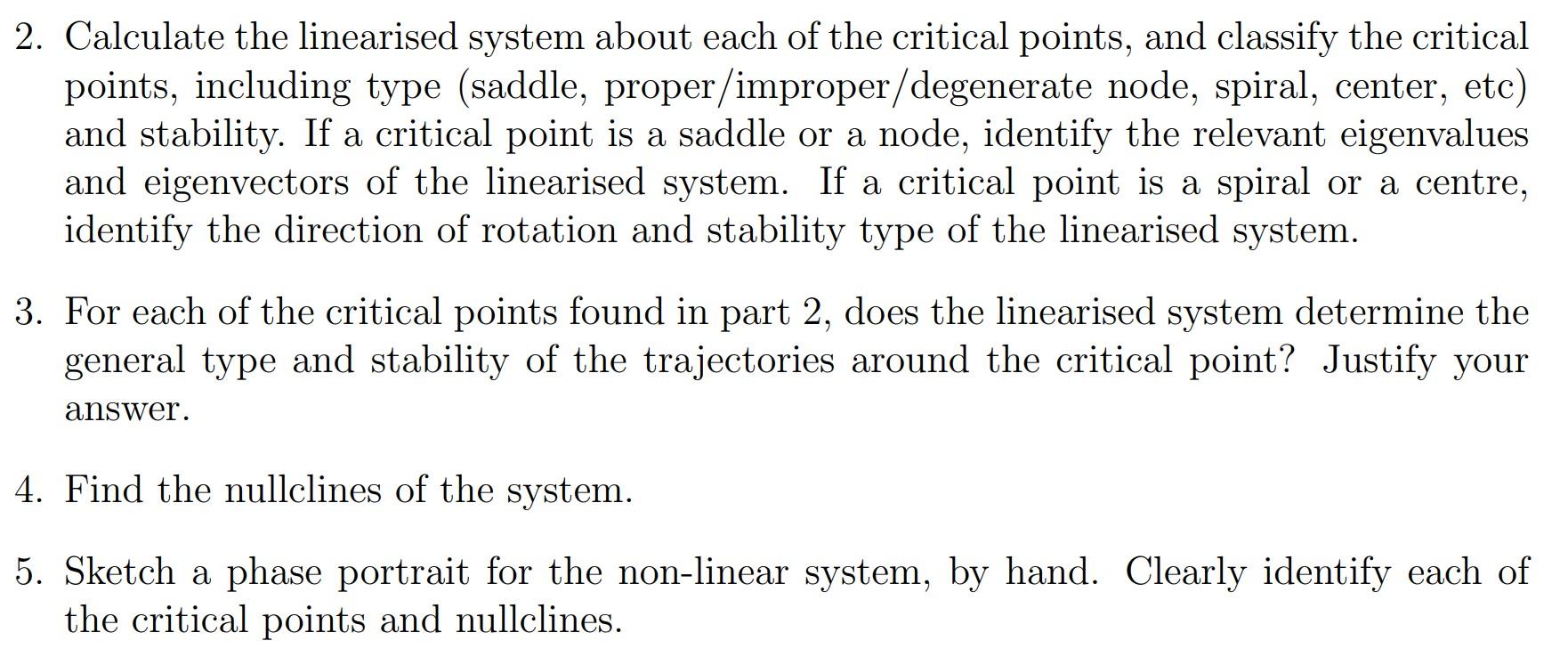 Solved Consider the non-linear system of ODEs given by | Chegg.com