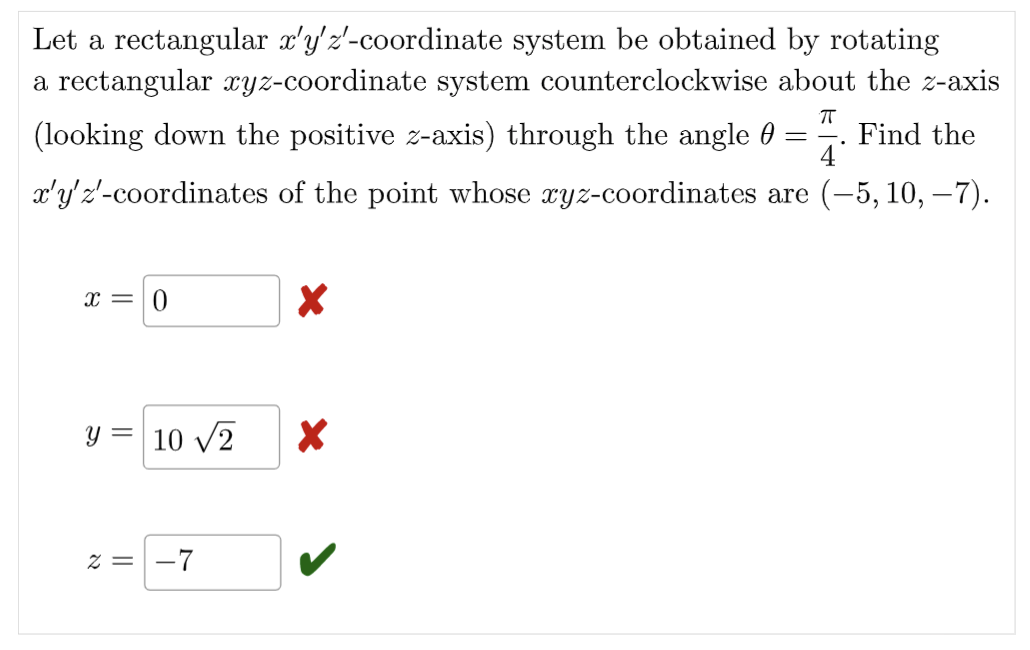 Solved Let a rectangular x′y′z′-coordinate system be | Chegg.com