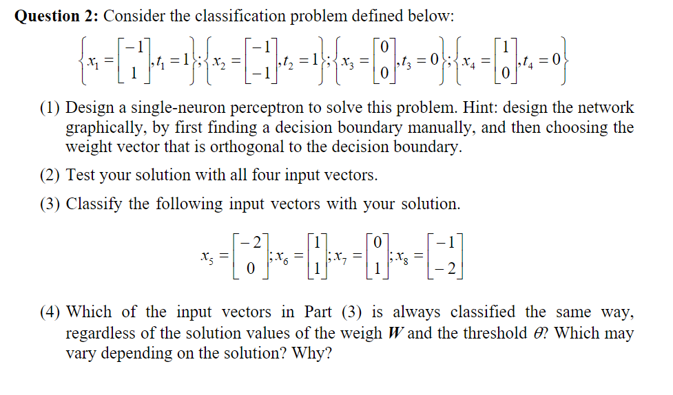 [Solved]: Question 2: Consider the classification problem