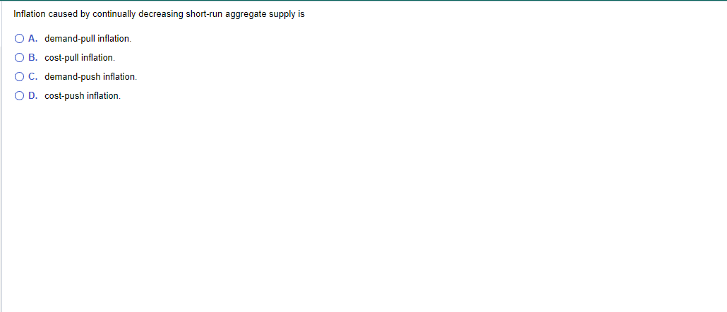 Solved Inflation caused by continually decreasing short-run | Chegg.com