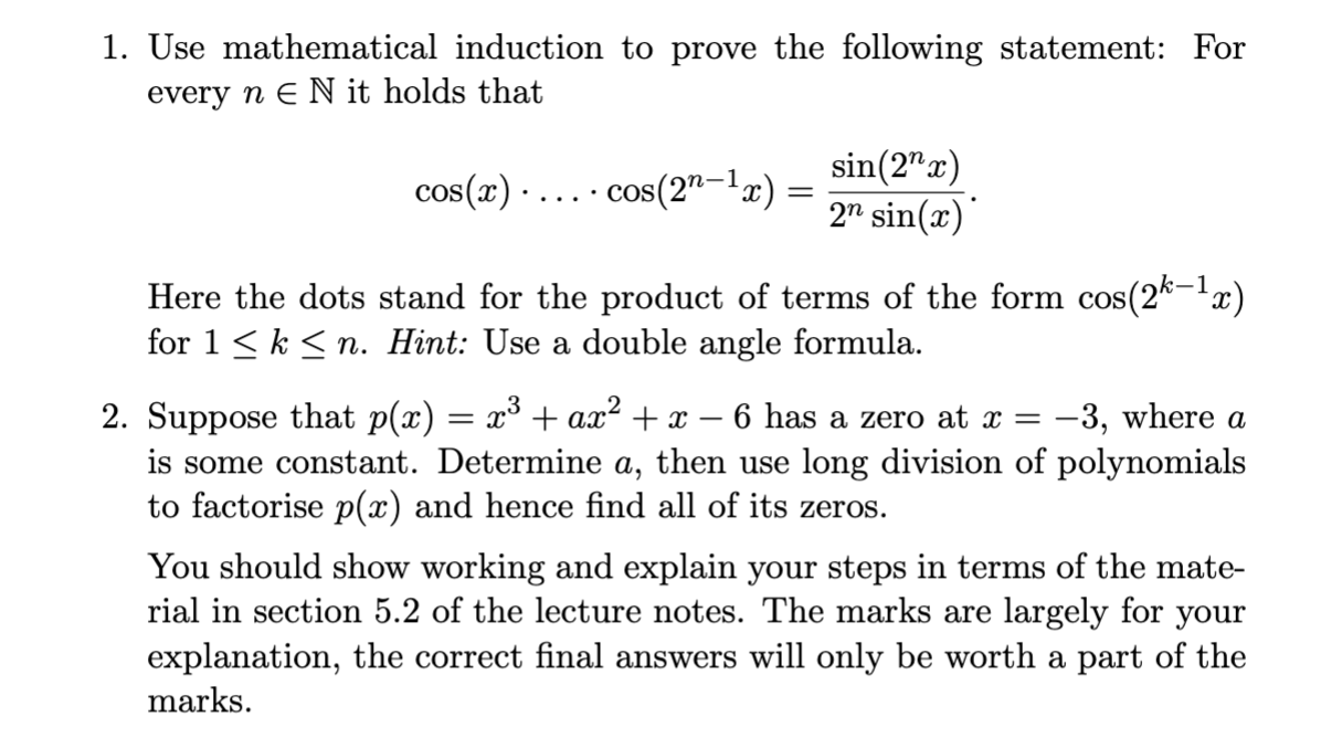 Solved 1. Use mathematical induction to prove the following | Chegg.com