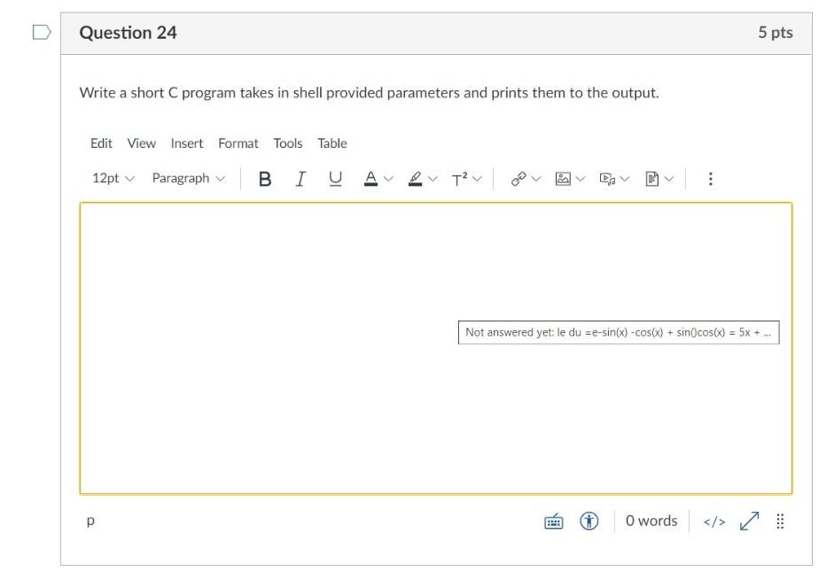 Solved Question 24 5 pts Write a short C program takes in | Chegg.com