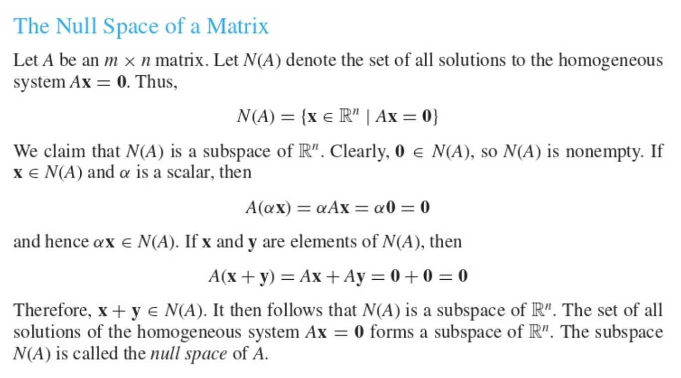 Solved Use the provided definition of the null space of | Chegg.com