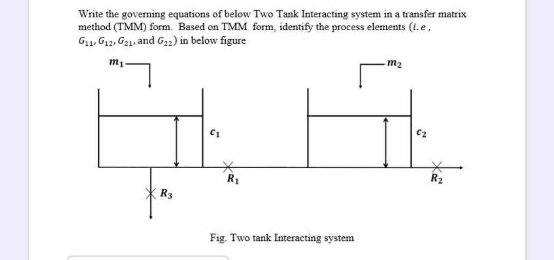 Write the governing equations of below Two Tank | Chegg.com