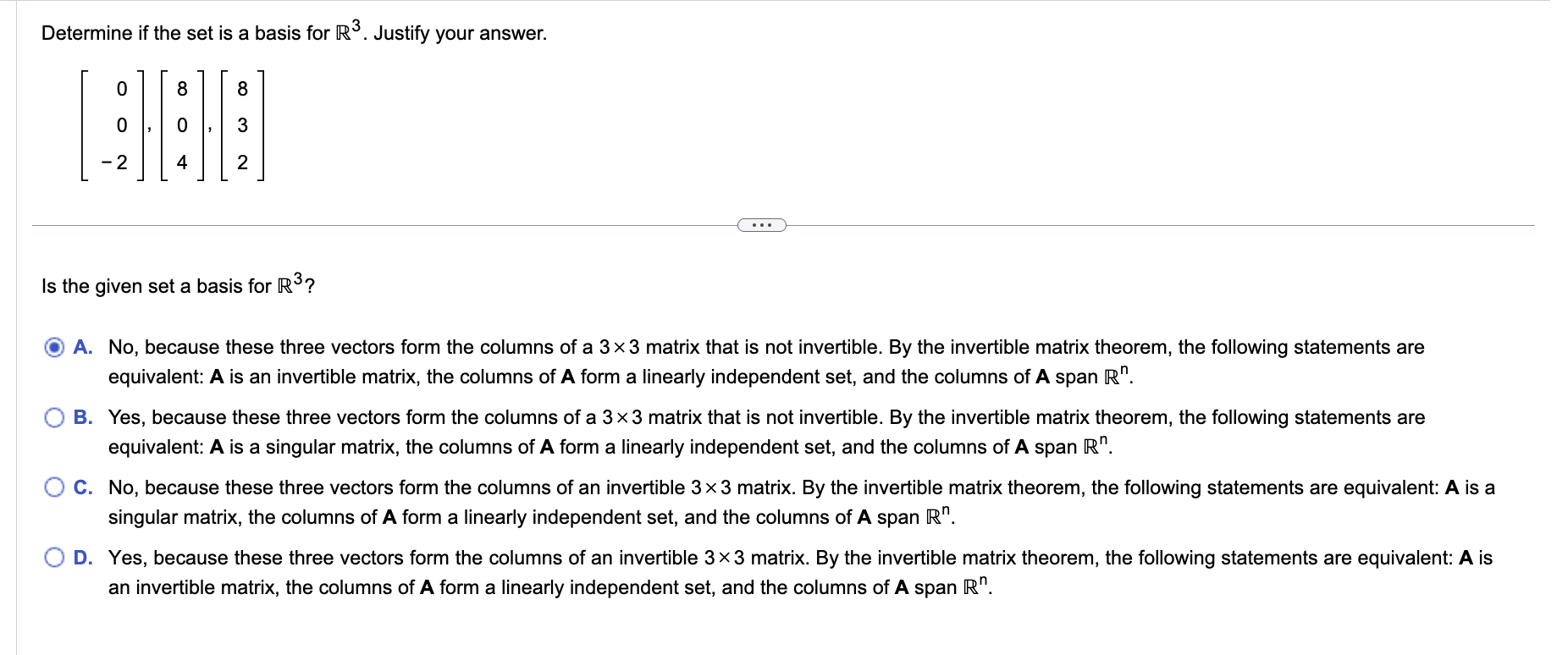 Solved Determine if the set is a basis for R3. Justify your | Chegg.com