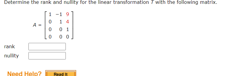 Solved Determine the rank and nullity for the linear | Chegg.com