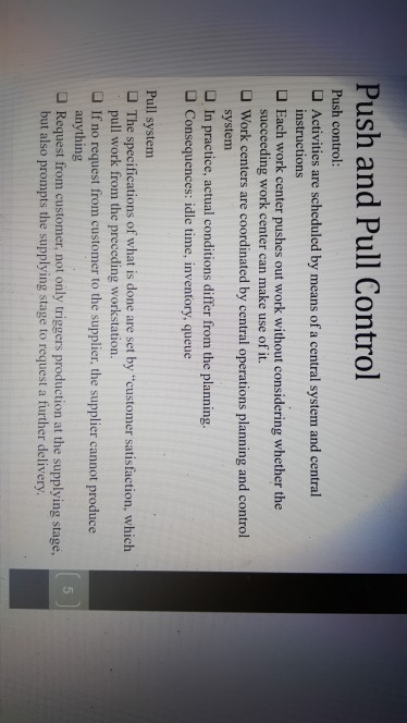 Solved Push and Pull Control Push control: Activities are | Chegg.com