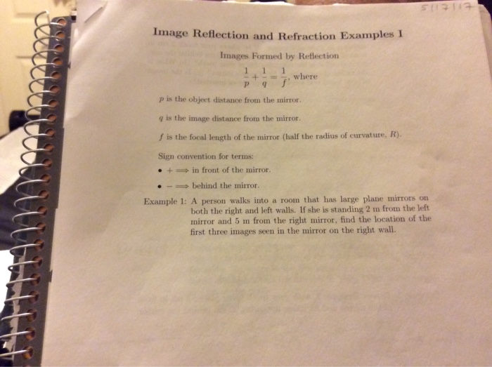 Solved Images Formed by Reflection 1/p + 1/q = 1/f, where | Chegg.com