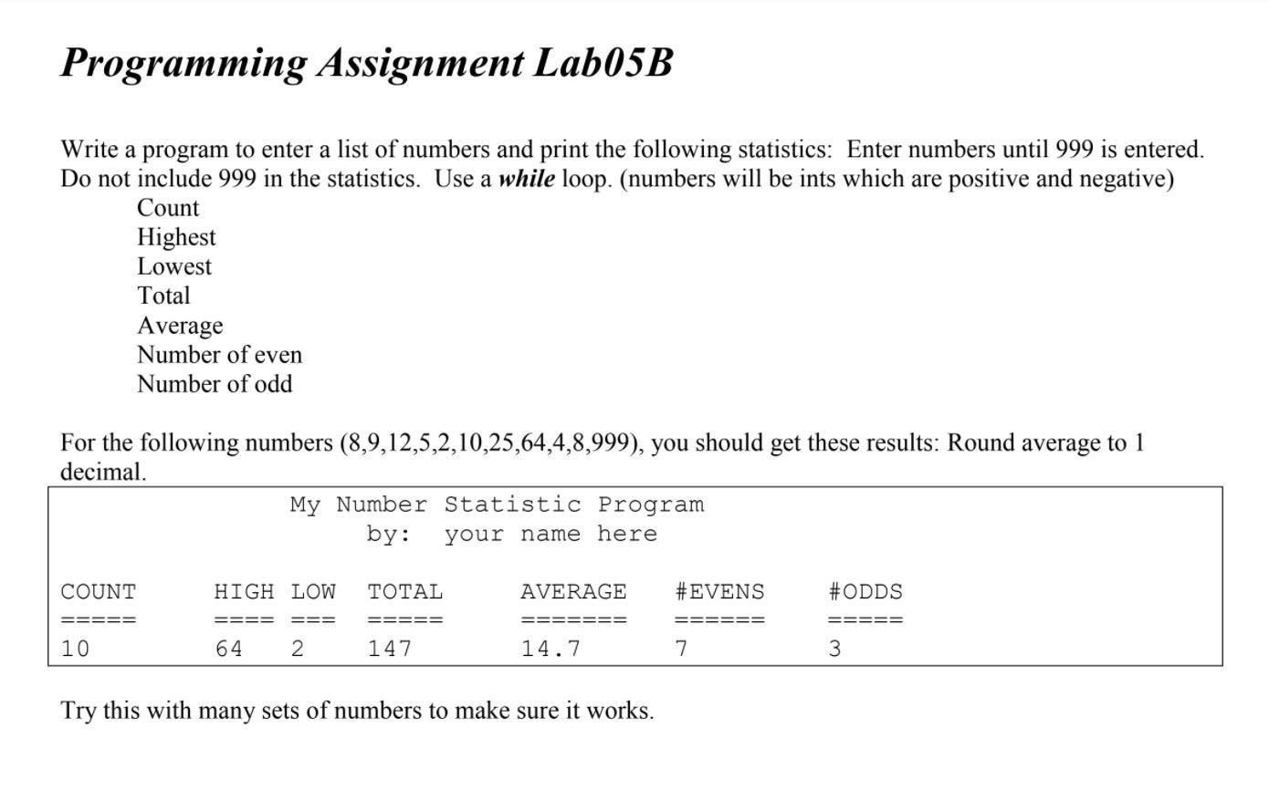 Solved Programming Assignment Lab05B Write a program to | Chegg.com