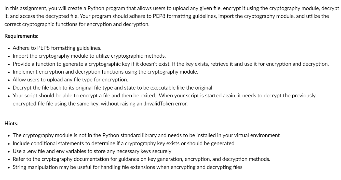 Solved In this assignment, you will create a Python program | Chegg.com