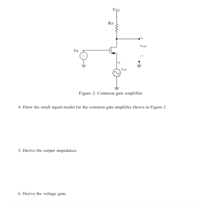 Solved RD Vout VB Vin Figure 2: Common gate amplifier . Draw | Chegg.com