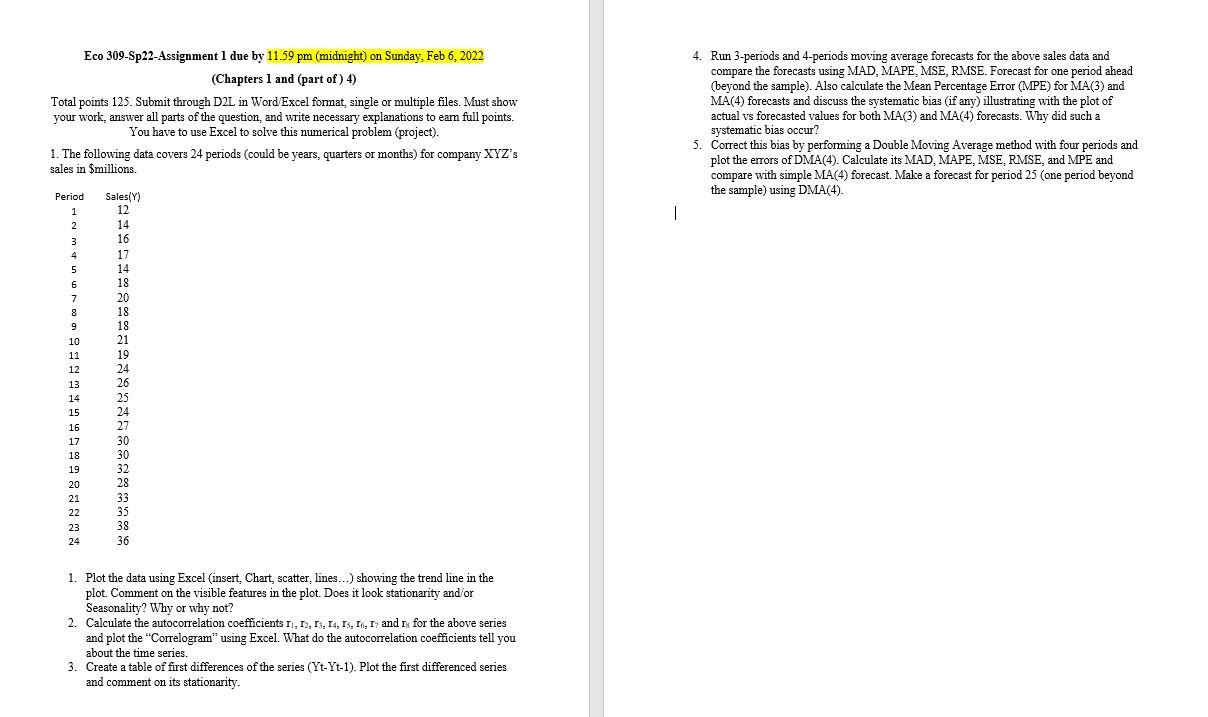 Solved Eco 309-Sp22-Assignment 1 due by 11.59 pm (midnight) | Chegg.com