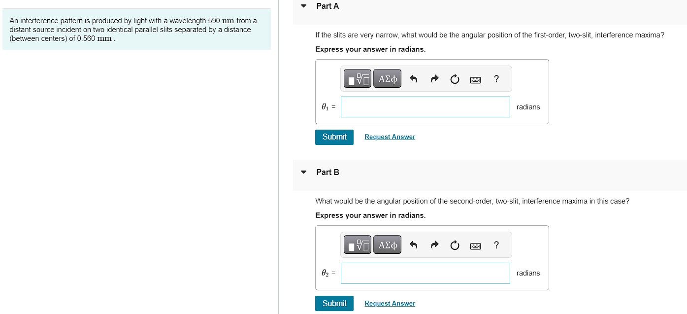 Solved An interference pattern is produced by light with a | Chegg.com