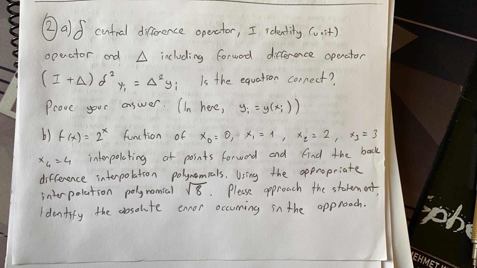 Solved 2 a) d central difference operator, I rclentity | Chegg.com