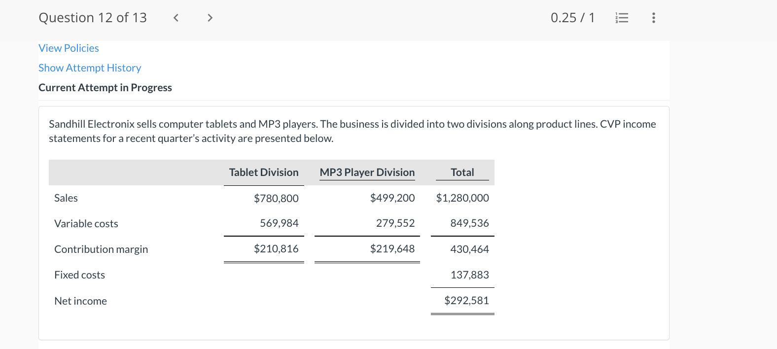 Solved View Policies Show Attempt History Current Attempt in | Chegg.com