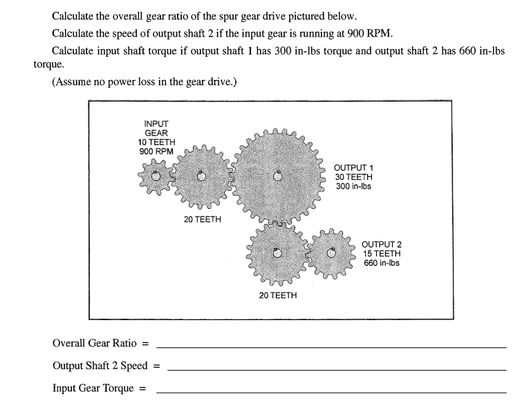Solved Calculate the overall gear ratio of the spur gear | Chegg.com