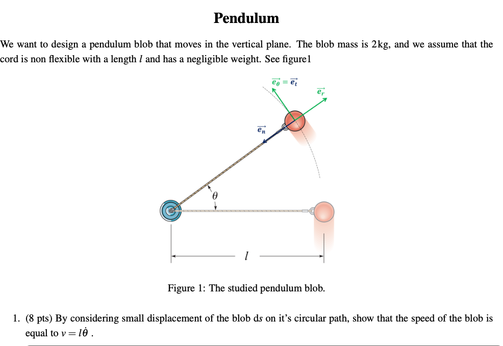Solved We want to design a pendulum blob that moves in the | Chegg.com