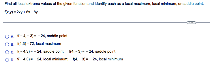 Solved Find all local extreme values of the given function | Chegg.com