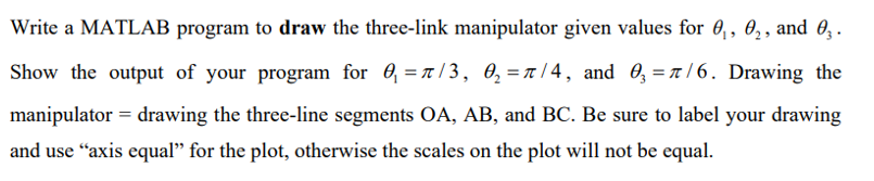Consider the three-link manipulator shown in Figure | Chegg.com