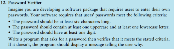 Solved Homework 10-2 Programming Challenge: 12 - Password | Chegg.com