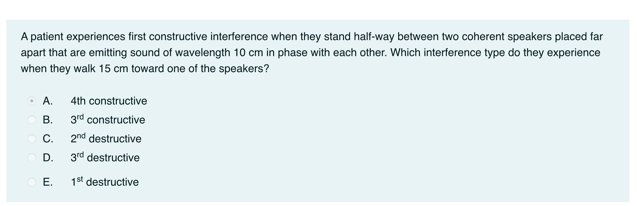 Solved A patient experiences first constructive interference | Chegg.com